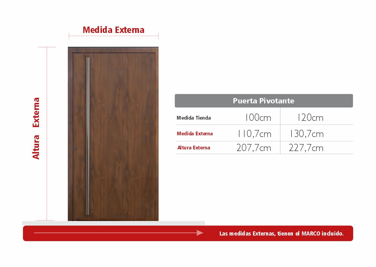 Puerta Exterior de Acero Caoba Pivotante - Calidad y Diseño